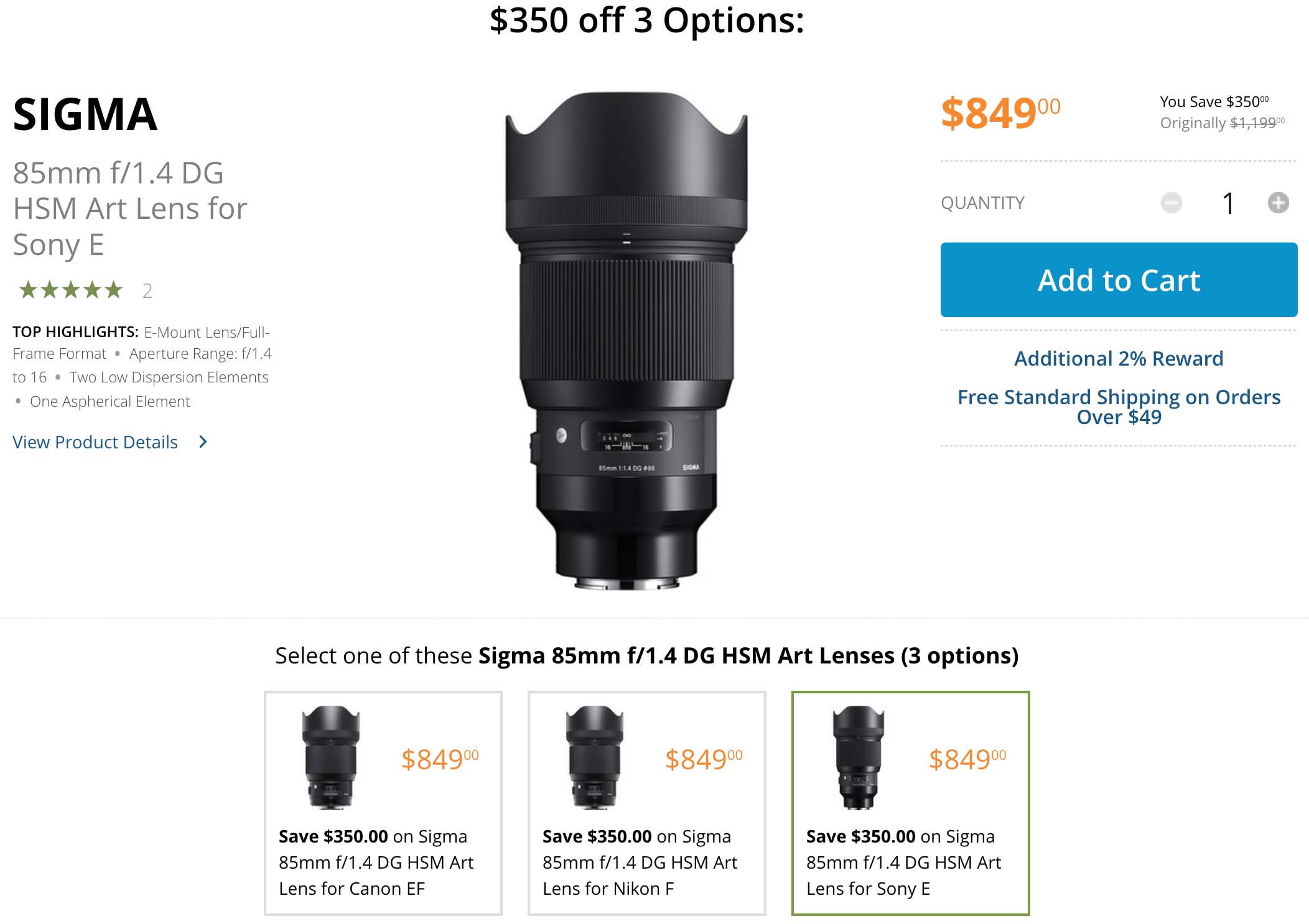 Deal of The Day: Sigma 85mm f/1.4 DG HSM Art - Sony Addict