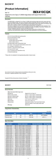 Seven New Sony Sensors From 15-102MP, IMX311, IMX313, IMX409, IMX410 ...