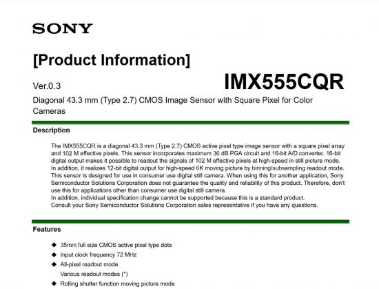 Seven New Sony Sensors From 15-102MP, IMX311, IMX313, IMX409, IMX410 ...