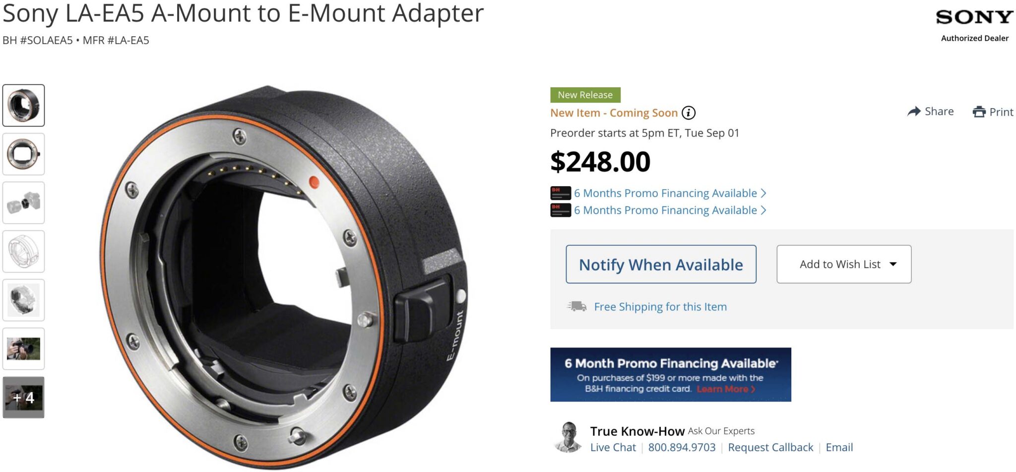 New Sony LA-EA5 A-Mount to E-Mount Adapter - Sony Addict