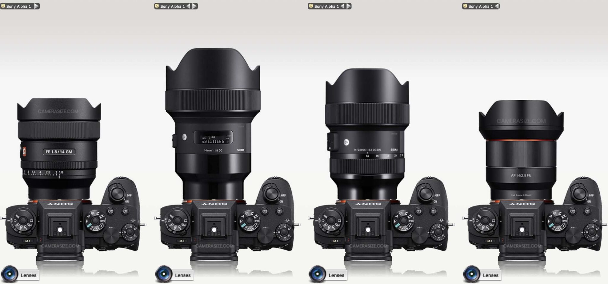 Size Comparison: Sony FE 14mm f/1.8 GM, Sigma 14mm F1.8 DG HSM ART ...