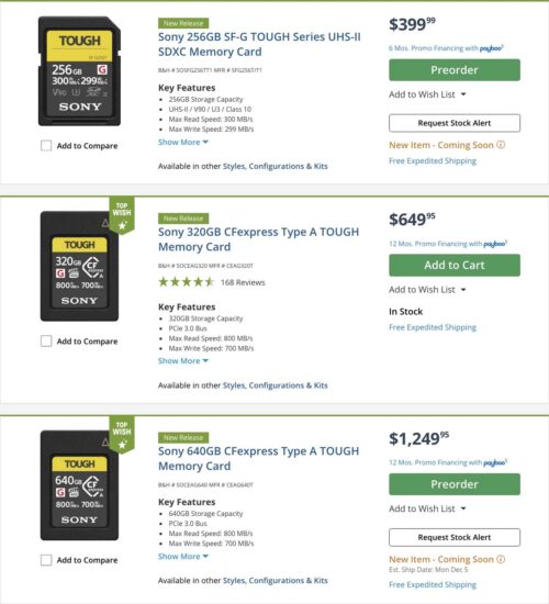 New Sony Tough Cards - Sony Addict